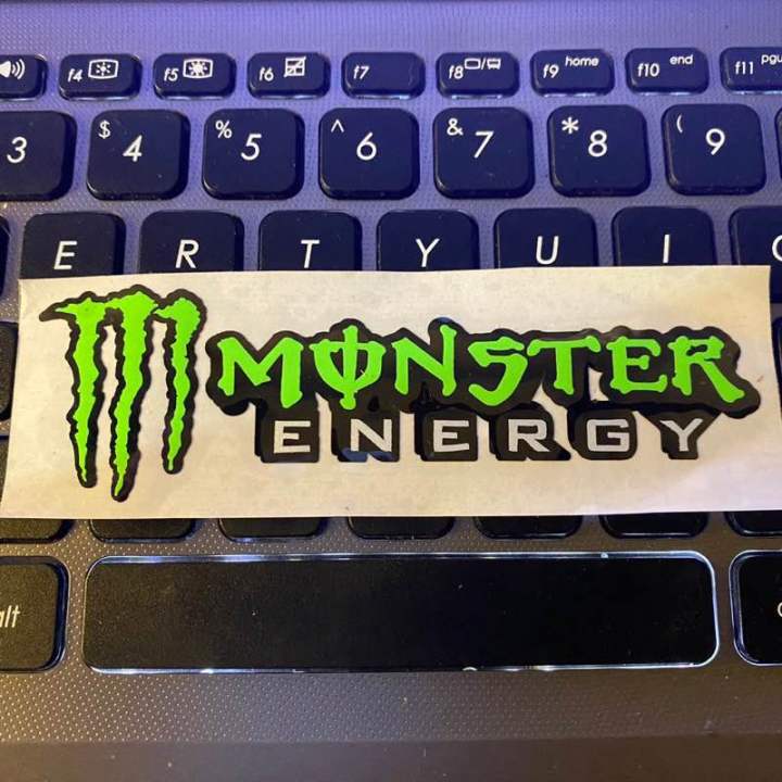 sticker cuting monster energy logo dan tulisan helm montor cutting ...