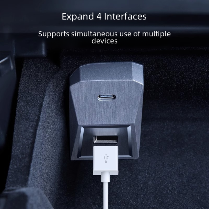 Tesla Model 3/y Usb Type-c Expansion Dock Accessory Car Bracket Type-c ...