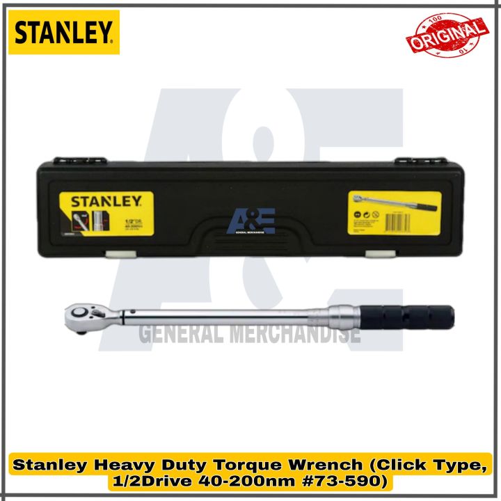 Stanley Heavy Duty Torque Wrench 1/2 Dr. Click Type 40-200-NM #73-590 ...