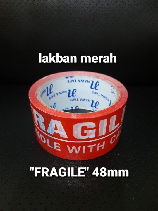 lakban merah red FRAGILE 48mm 50yard/90yard | Lazada Indonesia