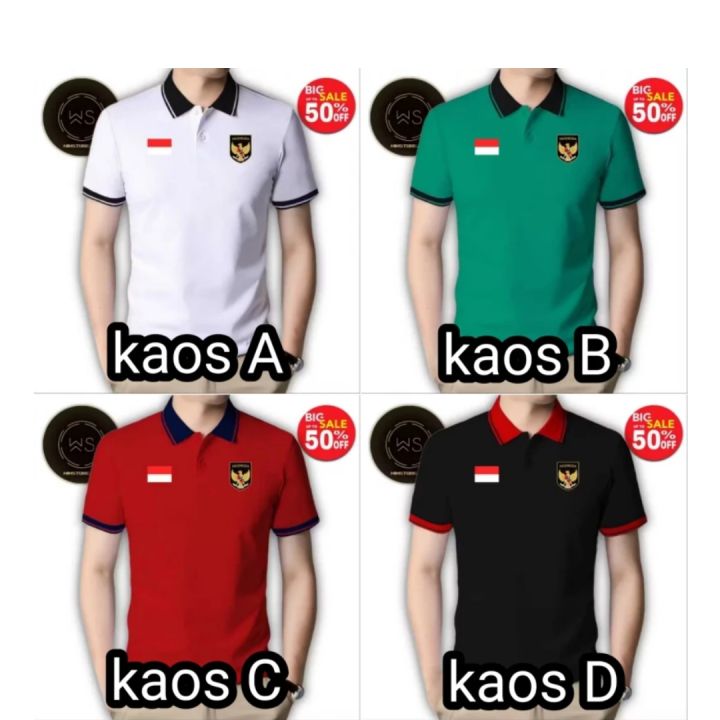 Baju Polo Kerah Timnas Indonesia Garuda kerah bendera | Lazada Indonesia