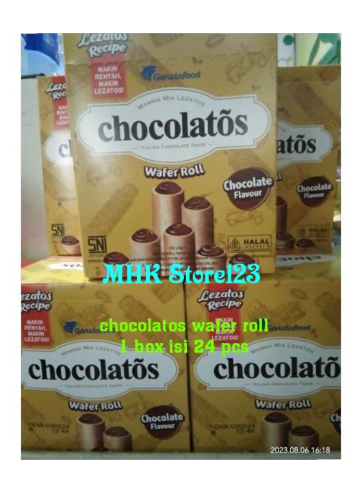 chocolatos wafer roll/chocolatos 1box isi 24/wafer roll rasa coklat ...