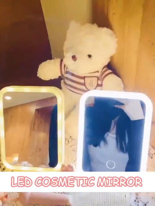 3 Color LED Face Makeup Mirror Vanity Mirror USB Charge Folding ...