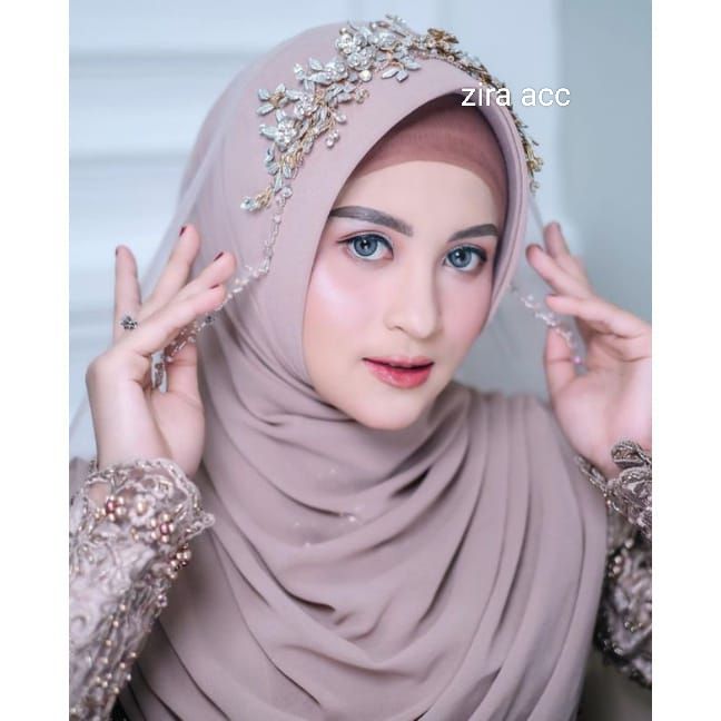 hiasan kepala headpiece hijab manten Aksessoris pengantin Aksen bunga permata Lazada Indonesia