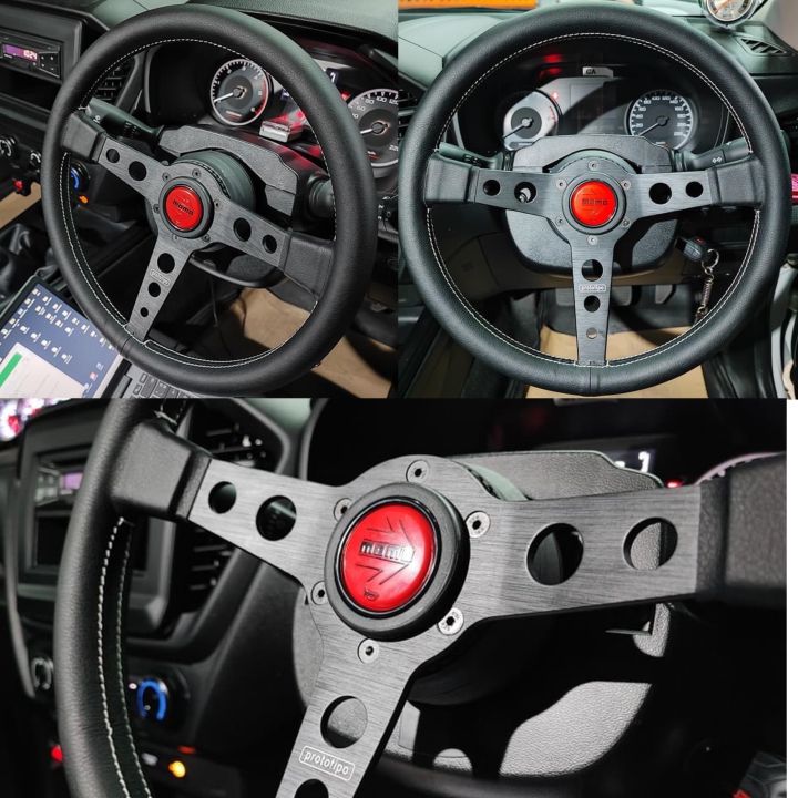 พวงมาลัย MOMO PROTOTIPO แป้นแตรแดง ใส่ได้ทุกรุ่นรถ ขนาด13.5นิ้ว ก้าน ...