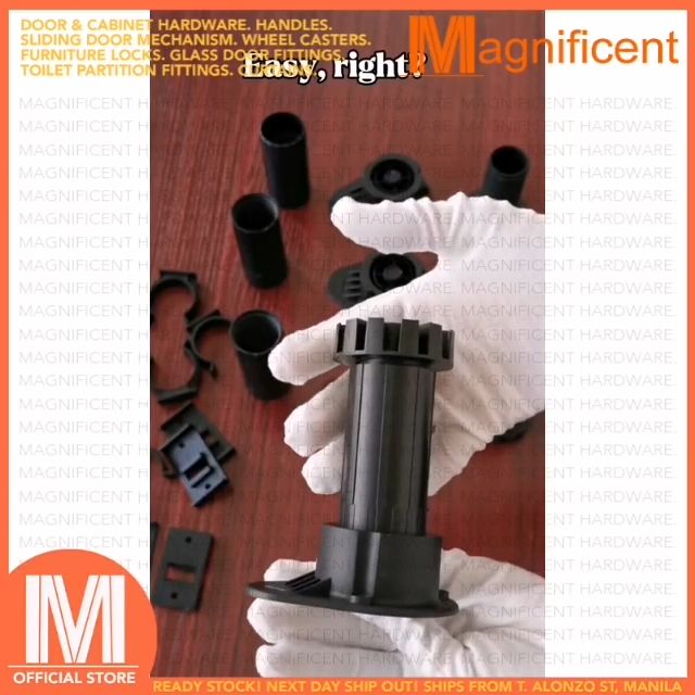 Plastic Plinth Leg Foot Adjustable Height for Cabinet Furniture (Black ...