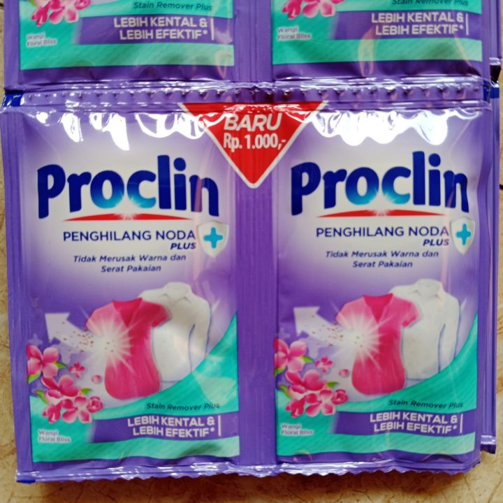 Proclin pemutih noda 25ml penghilangkan noda pakaian 24 Sachet | Lazada ...
