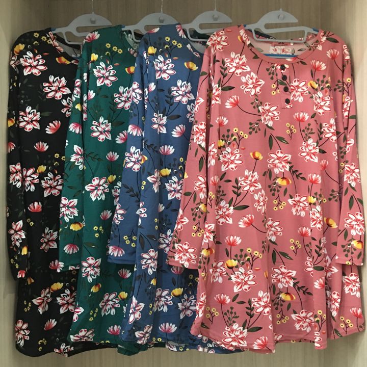 BAJU MUSLIMAH PEREMPUAN FASHION CORAK BUNGA BARU LENGAN PANJANG | Lazada