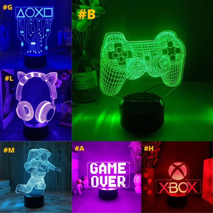 3D Lamp Gaming Room Desk Lighting Playstation Game Night Light LED ...