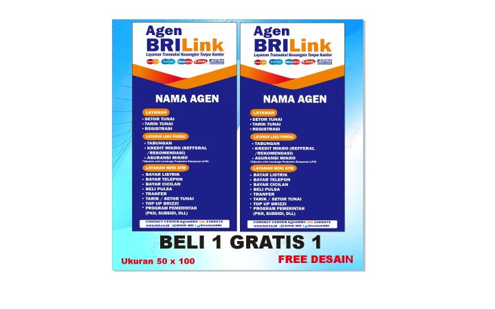 Spanduk / Benner Agen Bri Link / Ukuran 100 x 50 / Beli 1 gratis 1 ...