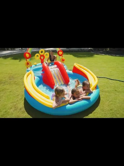 Crocodile Park Inflatable Pool with Water Slide Outdoor Pool Inflatable ...