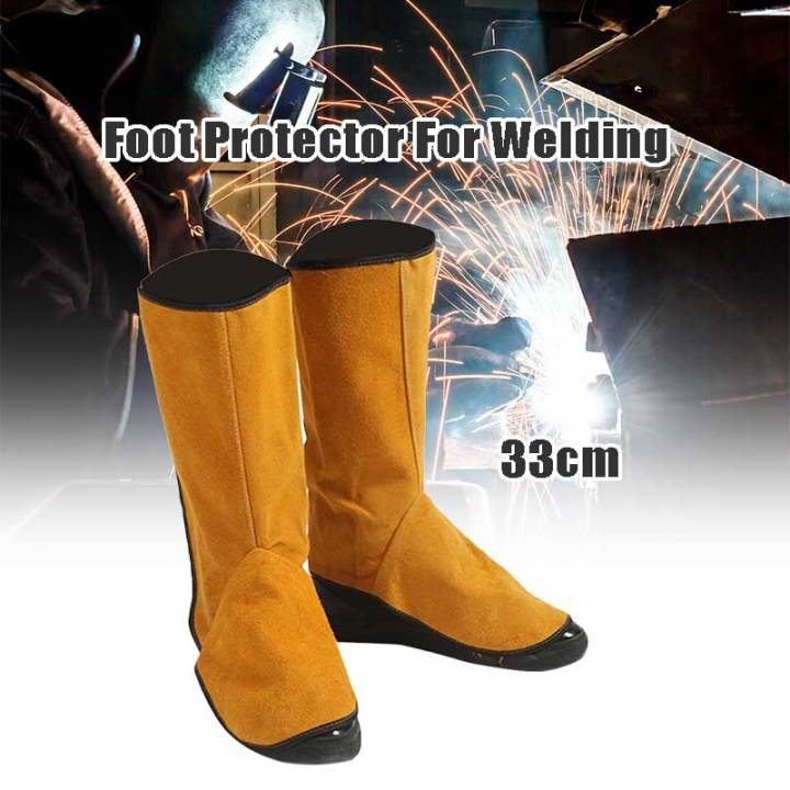 Cowhide Welding Boot Cover Flame Retardant Welding Protective Shoes ...