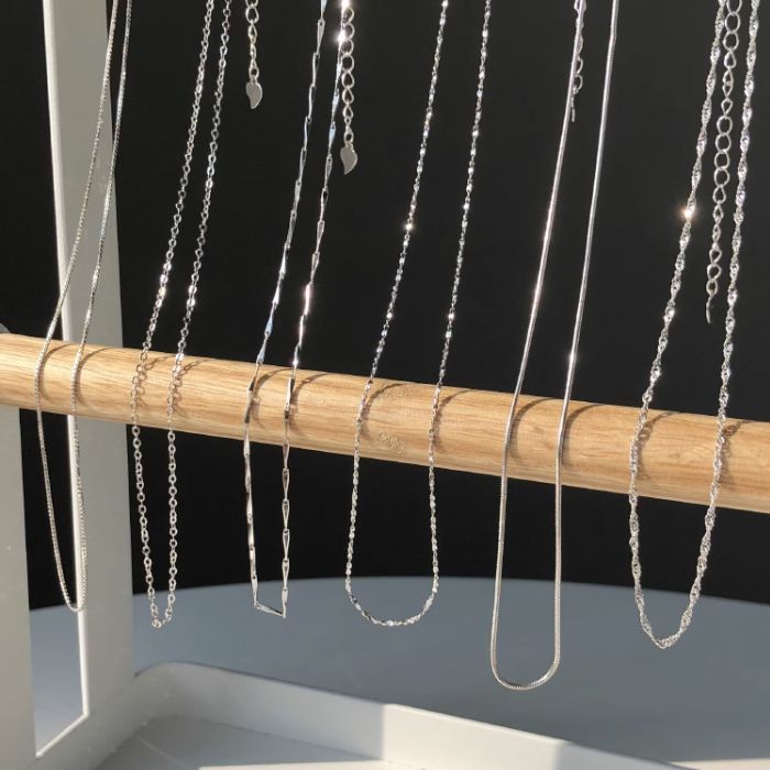 We Flower Trendy S925 Silver Sequins Link Chain Necklace for Women Men Hypoallergenic Neck ...