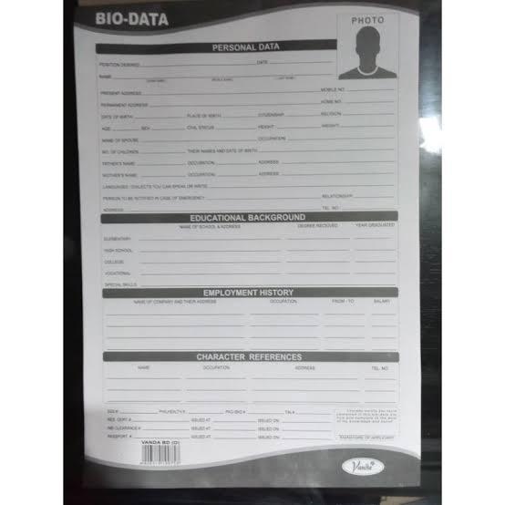 NYNZ Biodata Form 100pcs | Lazada PH