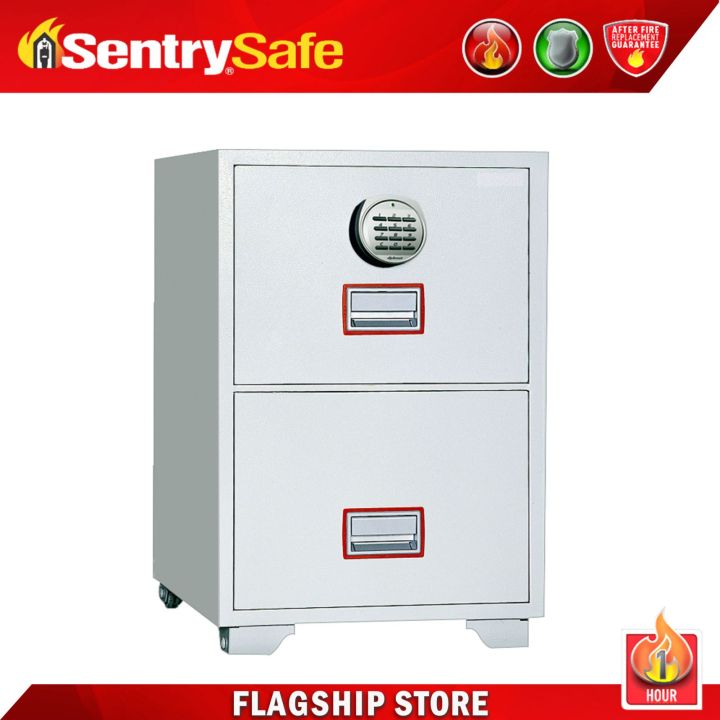 SENTRY SAFE 6100 DL 1-Hour Fire + Security Protection 2-Drawer Filing ...
