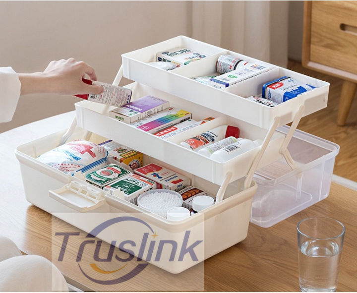 [SG Seller]Truslink New 3 Layer Plastic Medical Kit Portable Medicine ...