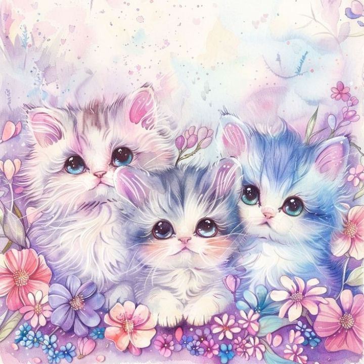 hiasan dinding lukisan cetak kucing kembar plus bingkai uk 80*60 ...