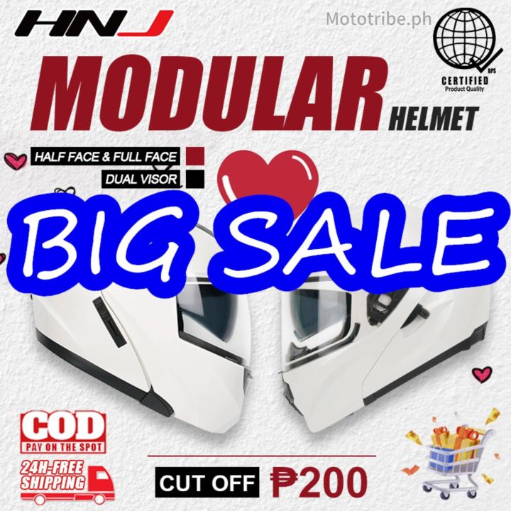 HNJ modular dual visor helmet YM-920 For Motorcycle Open Face for ...