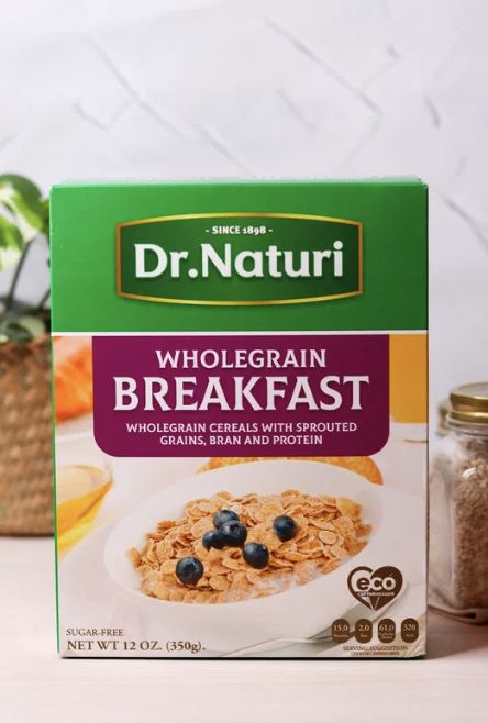 Dr. Naturi Wholegrain breakfast. Sprouted grains wheat corn flakes with ...