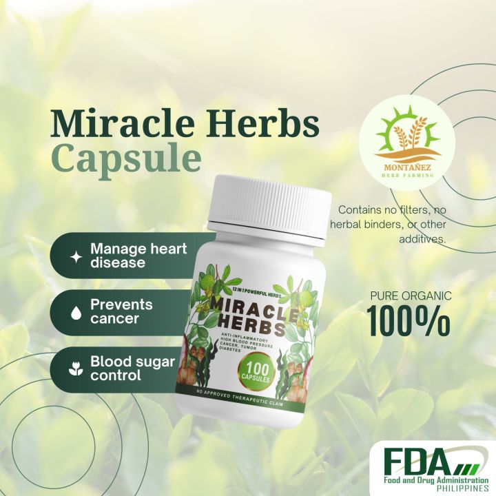 MIRACLE HERBS 12 in 1 POWERFUL HERBS COMBINATION 100 CAPSULES/500mg | Lazada PH