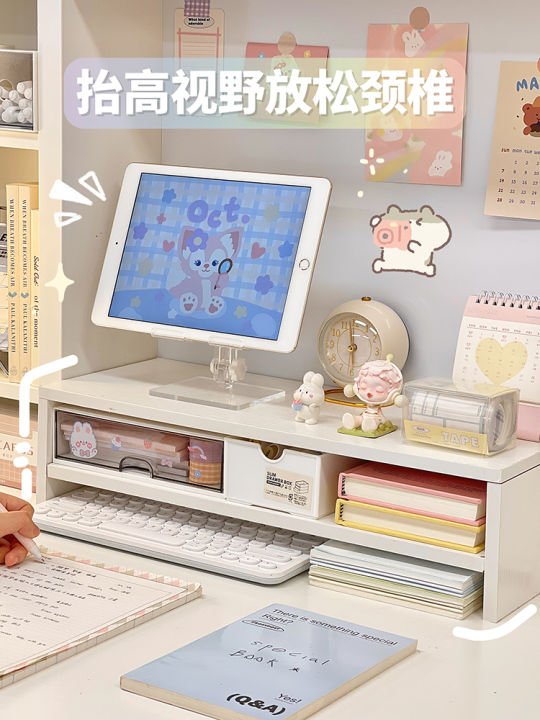 Desktop Organizer Computer Riser Stand Simplified Storage Shelf for ...