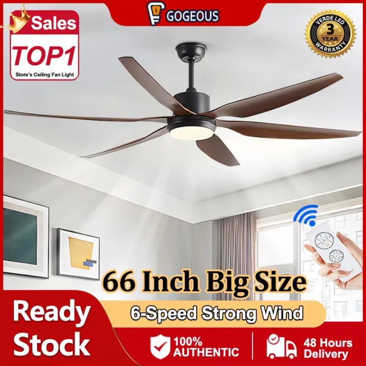 GOGEOUS 66 Inch ceiling fan with light modern remote control ceilings ...