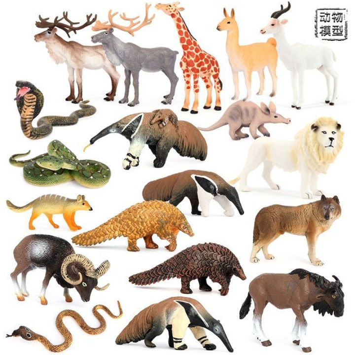 Realistic Animal Model Toys Deer Horned Horse Groundhog Anteater ...