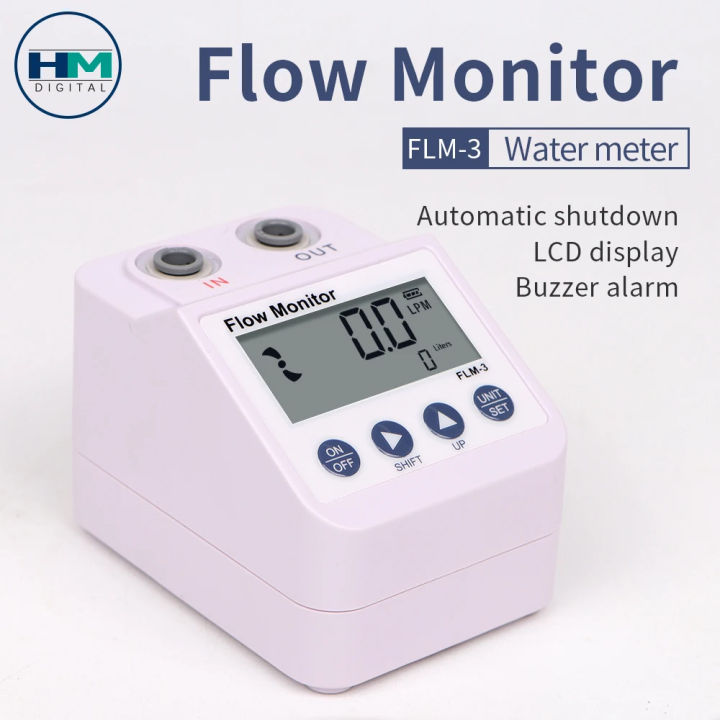 FLM-3 Flow Meter Automatic Digital Flow Monitor Meter LCD Display Water ...