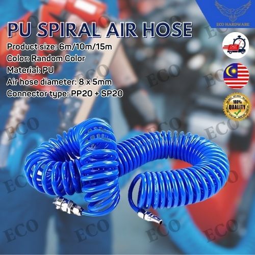 【Happyhome66】High Quality PU Air Hose Flexible Spiral Recoil Air Pipe ...