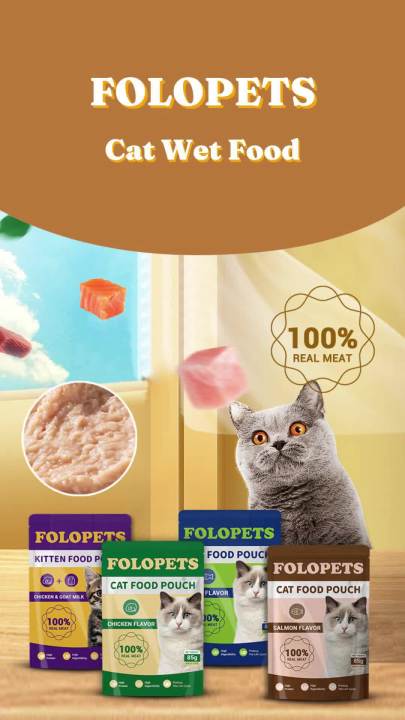 FOLOPETS Cat Wet Food Natural Delicate Meat Adult Cats and Kitten Cat ...