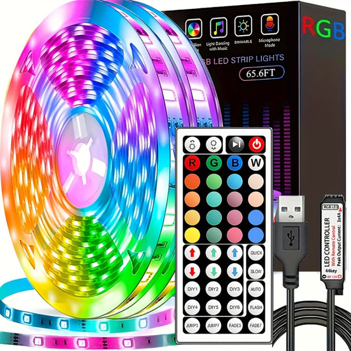 10m 20m Led Strip Lights with 44 Key Remote Control RGB Tape Led Wall ...