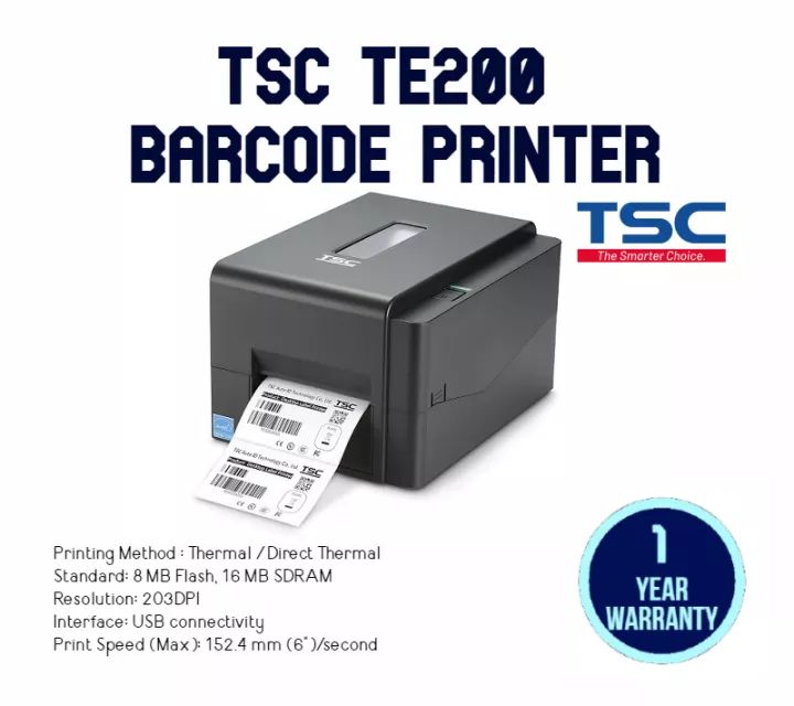 TSC Desktop 4" label printer TE200 (203 dpi) | Lazada