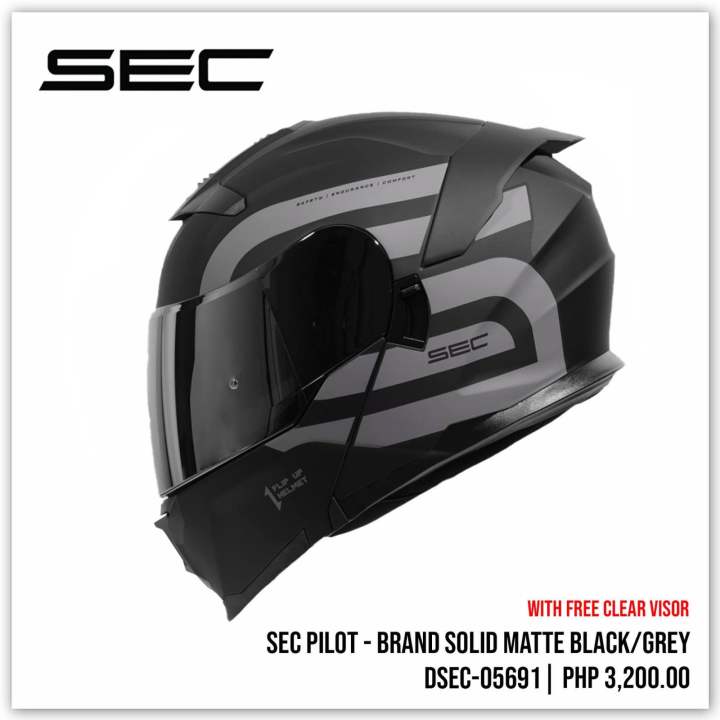 Sec pilot modular & dual visor helmet with FREE EXTRA CLEAR VISOR ...