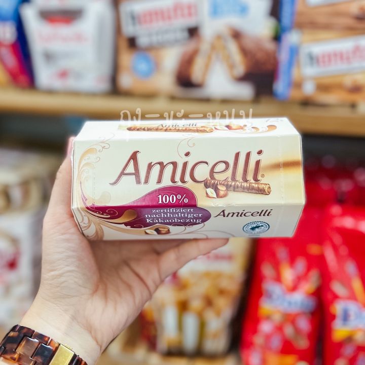 Amicelli Hazelnut Cream filled Milk Chocolate covered Wafer Rolls 1 ...
