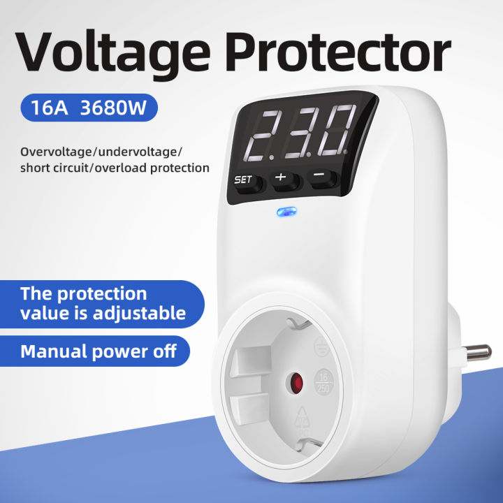 New Adjustable Voltage Protector Socket AC 230V 16A Automatic Power ...