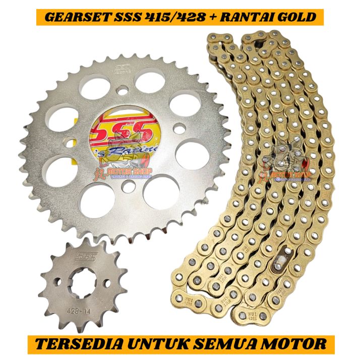 Gearset Gear Set Sss 415 428 Satria Fu Vixion New Old R15 CB CBR Baut 4 Baut 6 Sonic Jupiter Z ...