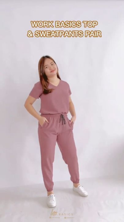 HTP Basics Women's Unifit Scrub Suit (Work Basics Top and Sweatpants ...