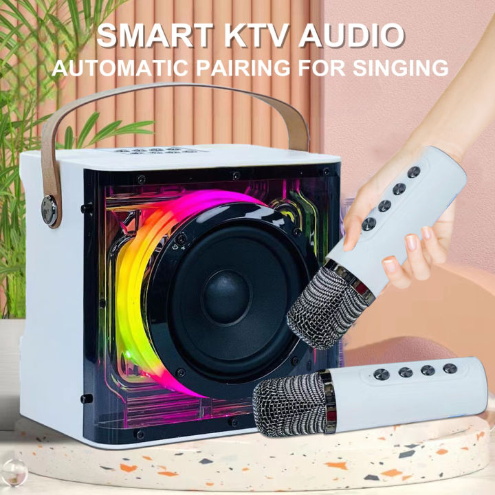 Enhanced Bass Classic Hifi Stereo Sound RGB Bluetooth Karaoke Speaker w/ Wireless Microphone SK ...