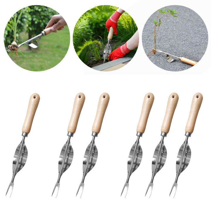 1/2/3 PCS Manual Hand Weeder with Wood Handle Grass Root Puller Tool ...