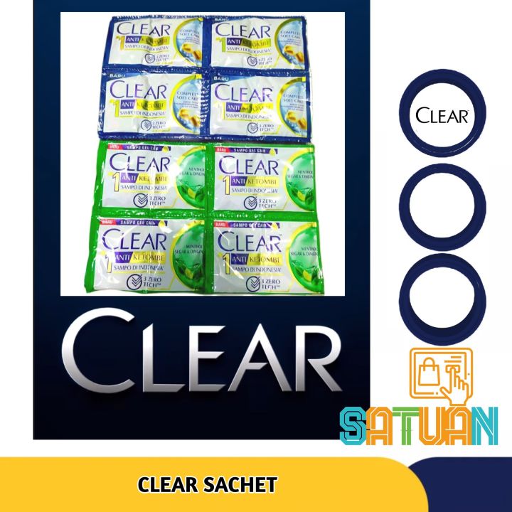CLEAR SHAMPOO SACHET 1 RENCENG (12 PCS) | SATUAN TOKO | MENTHOL (HIJAU ...
