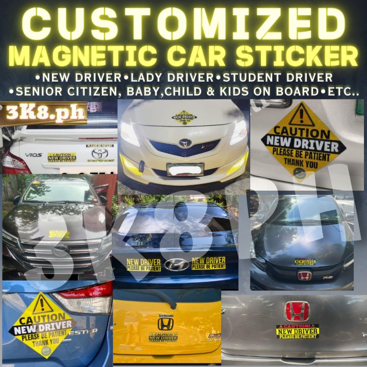 Customized Your Own Magnetic Car Stickers caution new driver magnetic ...