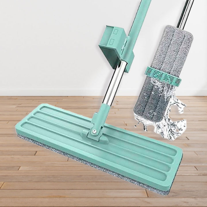 360 Rotating Squeeze Flat Mop Floor Cleaning Microfiber Squeeze Mop ...