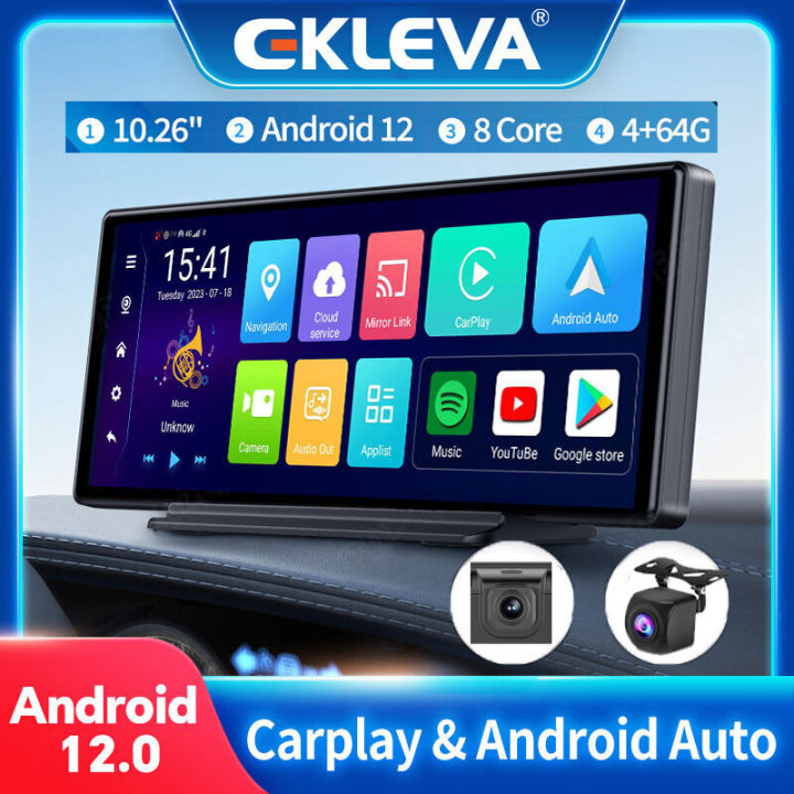 EKLEVA 10.26" Android 12 System Carplay Monitor Android Auto Car DVR ...