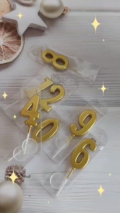 0-9 Digital Candle Cake Topper Romantic Golden Digital Cake Decoration ...