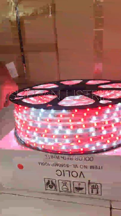 LAMPU LED STRIP 1-100M MERAH PUTIH WATERPROOF AC 220VOLT / LAMPU STRIP ...