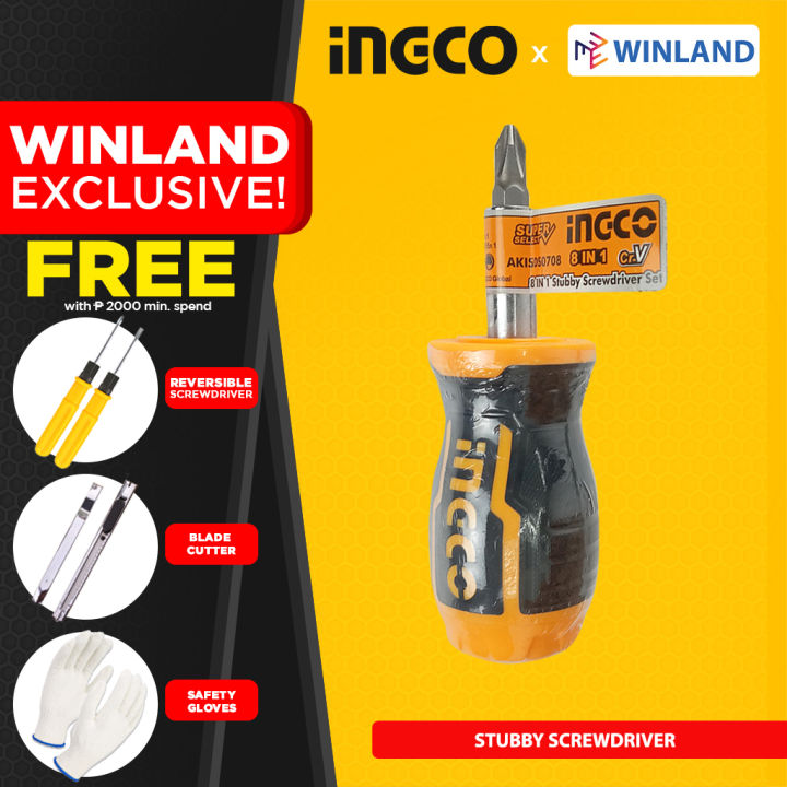 INGCO by Winland Super Select 8 in 1 Stubby Screwdriver Set AKISDS0708 ...