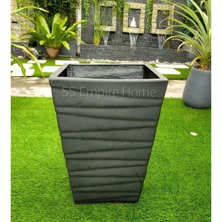 REX FP04 Black Fiberglass Flower Pot Pasu Bunga Garden Taman Plant ...