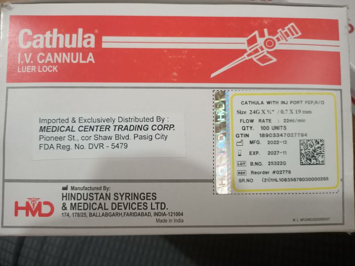 I.V. Cannula G24 With Teflon Catheter Cathula | Lazada PH