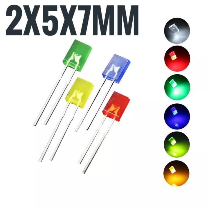 5pcs 2x5x7mm Rectangular LED White Red Green Blue Yellow Square LED ...