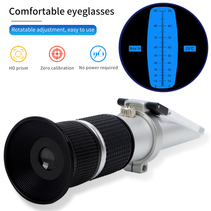 Handheld 0-90% Sugar Refractometer Brix Refratometro for Food Content ...